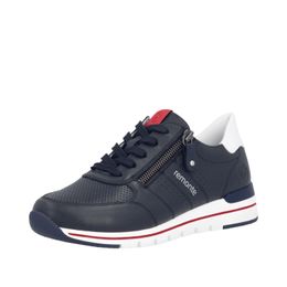 Remonte Damen Keilsneaker, Gr. 42, blau, Leder, unifarben mit Farbeins&auml;tzen, Schuhe, mit gepolstertem Fu&szlig;bett, Freizeitschuh, Halbschuh, Schn&uuml;rschuh