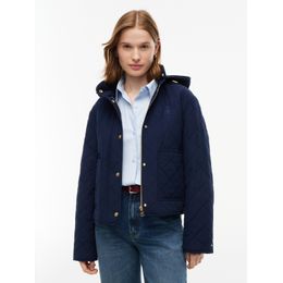 Tommy Hilfiger Damen Steppjacke "QUILTED HOOD JACKET", blau, Gr. S, unifarben, Steppware, Obermaterial: 51% Baumwolle, 49% Nylon. Futter: 60%