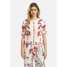 Milano Italy Damen Cardigan, bunt, Gr. M, gemustert, Material: 90% Baumwolle, 10% Kaschmir, Strickjacken, aus Feinstrick