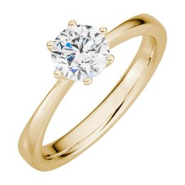 LYOMI Damen Fingerring "585/- Gelbgold 1 synth. Diam. 1,0 ct.", 054 (17,2), 1 VS = sehr kleine Einschl&uuml;sse, Gold, gold, Gold, Fingerringe