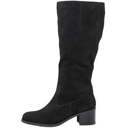 Damen Weitschaftstiefel, Gr. 42, schwarz, Leder, Veloursleder, Schuhe