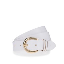 Tamaris Damen Lederg&uuml;rtel ""Clara Gold"", wei&szlig;, Gr. 120, unifarben, Rindsleder, G&uuml;rtel, 3 cm Breite, aus Rindsleder, mit goldfarbener Dornschnalle