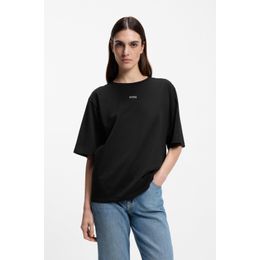 BOSS Orange Damen T-Shirt "Enis Premium Damenmode", schwarz, Gr. XS, unifarben, Single Jersey, Obermaterial: 100% Baumwolle, Shirts, mit weiten &Auml;rmeln