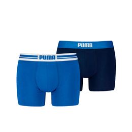 Puma Herren Boxershorts "Puma MEN EVERYDAY PLACED LOGO BOXERS 2P", Gr. S, blau, Jersey, Obermaterial: 95% Baumwolle, 5% Elasthan, bedruckt,