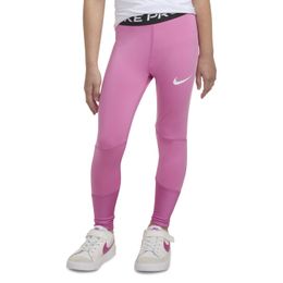 Nike Sportswear Kinder Leggings "NKG NIKE PRO LEGGING", pink, Gr. 122, Jersey, Obermaterial: 83% Polyester, 17% Elasthan, Hosen, mit angesetztem