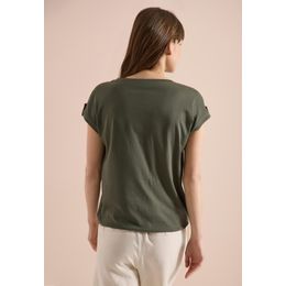 Cecil Damen T-Shirtkhaki, Gr. XL, unifarben, Web, 50% Baumwolle, 50% Modal, Shirts, mit Rundhalsausschnitt