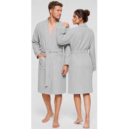 Unisex-Bademantel OTTO HOME, L:105cm, grau, Waffelpiqu&eacute;, Hausm&auml;ntel, "Nora, ideal f&uuml;r Sauna & Spa, Hotelbademantel, Morgenmantel", Damen & Herren,