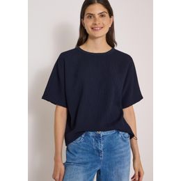 Cecil Damen Blusentop, blau, Gr. XXL, unifarben, Web, Obermaterial: 60% Viskose, 39% Polyester, 1% Elasthan, Blusen, Sommerbluse, strukturierte