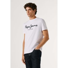 Pepe Jeans Herren Print-Shirt "print t-shirt ORIGINAL STRETCH N"wei&szlig;, Gr. L, 95% Baumwolle, 5% Elasthan, Shirts