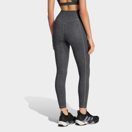 Damen Trainingstights "OPTIME ESSENTIALS WORKOUT HEATHER 7/8-LEGGINGS"grau four mel, normal, gr., Gr. XS, adidas Performance, Obermaterial: 85%