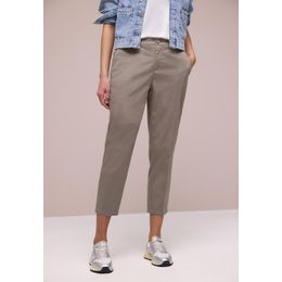 Street One Damen Chinohose, beige, Gr. 44, unifarben, Web, 97% Baumwolle, 3% Elasthan, Hosen, soft