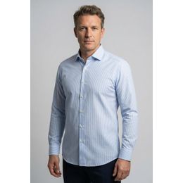 OLYMP Herren Businesshemd "Level Five body fit", blau, Gr. 45, gestreift, Web, Obermaterial: 100% Baumwolle, Hemden, modisch gestreift