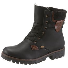 Rieker Damen Winterboots, Gr. 36, schwarz, Lederimitat, Schuhe, Winterstiefelette, Schn&uuml;rstiefelette, Boots mit Tex-Ausstattung