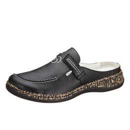 Rieker Damen Clog, Gr. 41, schwarz, Lederimitat, Schuhe, Sommerschuh, Schlappen mit Stretcheinsatz