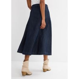 bonprix Damen Jeansrock, blau, Gr. 54, Denim/Jeans, Obermaterial: 82% Baumwolle, 17% Polyester, 1% Elasthan, R&ouml;cke, aus elastischem Material,