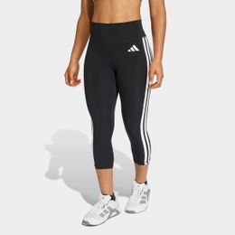 Damen Trainingstights "OPT ES 3S 3/4 L", schwarz-wei&szlig;, Gr. S, adidas Performance, Obermaterial: 85% Polyester, 15% Elasthan, Hosen