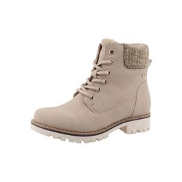 Tom Tailor M&auml;dchen Winterboots, Gr. 31, beige, Lederimitat, Textil, Schuhe, Blockabsatz, Schn&uuml;rboots, Schn&uuml;rstiefelette mit Innenrei&szlig;verschluss