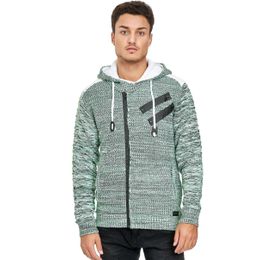 Rusty Neal Herren Strickjacke, gr&uuml;n, Gr. S, unifarben, 70% Polyacryl, 30% Baumwolle, Strickjacken, in cooler Grobstrickoptik