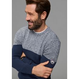 MAN'S WORLD MAN'S WORLD Herren Rundhalspullover "Neue Kollektion Highlight melierter Look", blau, Gr. L, meliert, Strick, Obermaterial: 50% Baumwolle, 50%