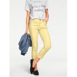 Heine Damen 7/8-Hose, gelb, Gr. 44, unifarben, 98% Baumwolle, 2% Elasthan, Miedereinsatz:85% Polyester, 15% Elasthan, Hosen