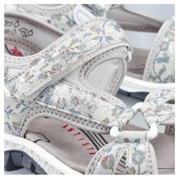 Rieker Damen Riemchensandale, Gr. 37hellgrau multicolor, Lederimitat, Textil, mehrfarbig, Schuhe, Sommerschuh, Sandalette, Outdoorschuh in