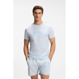 BOSS Herren Strandshirt "T-Shirt RN", blau, Gr. S, Jersey, Obermaterial: 100% Baumwolle, Shirts, mit UV Schutz (SPF 50+), Swimwear