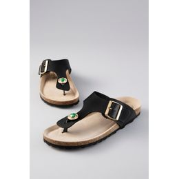 ANISTON SHOES Damen Zehentrenner, Gr. 37, schwarz, Lederimitat, Schuhe, Sommerschuh, Strandschuh, Hausschuh - NEUE KOLLEKTION