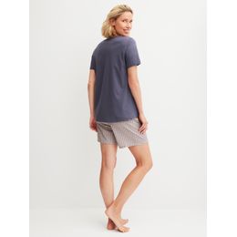Calida Damen Shorty "Blooming Nights", Gr. Sgraystone, Single Jersey, Obermaterial: 100% Baumwolle, Homewear-Sets, Hose gebl&uuml;mt, Oberteil uni,