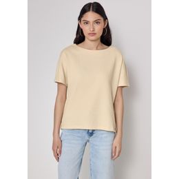 Damen T-Shirt, beige, Gr. 44, STREET ONE STUDIO, gestreift, Web, 80% Baumwolle, 15% Polyester, 5% Elasthan, Shirts, im soften Baumwoll-Mix
