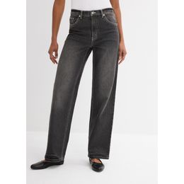 bonprix Damen Weite Jeans, grau, Gr. 50, Denim/Jeans, Obermaterial: 99% Baumwolle, 1% Elasthan, Jeans, loose fit Passform, hoher Bund, aus