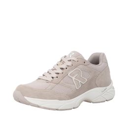 RIEKER SPORT Damen Sneaker, Gr. 39beige, Leder, Textil, unifarben mit Farbeinsatz, Basic, Schuhe, Halbschuh, Schn&uuml;rschuh mit Logoemblem und
