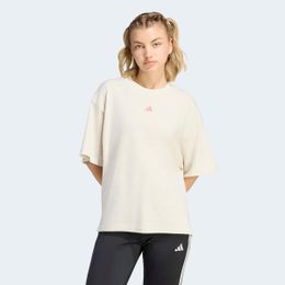 Damen T-Shirt "3 STRIPES STUDIO BOYFRIEND", beige, Gr. XL, adidas Sportswear, Obermaterial: 100% Baumwolle, Shirts, Print T-Shirt, locker geschnitten