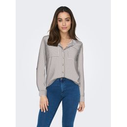 Only Damen Hemdbluse "OnlyASMIN SHIRT L/S WVN NOOS", wei&szlig;, Gr. XS, gestreift, Web, Obermaterial: 100% Viskose, Blusen