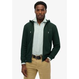 Superdry Herren Kapuzensweatjacke "ESSENTIAL LOGO ZIP HOODIE HB", gr&uuml;n, Gr. M, unifarben, angeraute Sweatware, Obermaterial: 100% Seide, Sweatjacken,