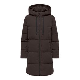 Jacqueline de Yong JDY Damen Steppmantel "JDYBLAIR LONG HOOD PUFFER OTW SIJ"chocolate torte detail:contrast schwarz, Gr. L, unifarben mit Farbeinsatz, Steppware,
