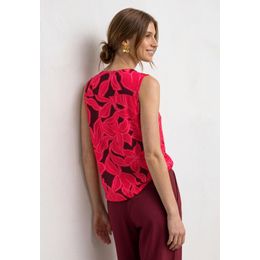 Street One Damen Shirttopsalsa rot, Gr. 38, bedruckt, Jersey, Obermaterial: 95% Viskose, 5% Elasthan, Tops, Sommertop mit Strukturmix und Print