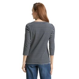 Tom Tailor Damen 3/4-Arm-Shirt "Regular"navy blau sanftes wei&szlig; stripe, Gr. L, gestreift, Single Jersey, Obermaterial: 97% Baumwolle, 3% Elasthan,