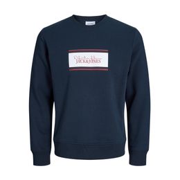 Jack & Jones JACK & JONES Herren Sweatshirt "JJBUSTER SWEAT CREW NECK BTS", blau, Gr. XXL, bedruckt, angeraute Sweatware, Obermaterial: 60% Baumwolle, 40%