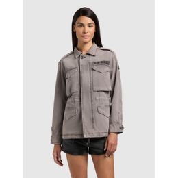 Khujo Damen Cargojacke "BUNI", grau, Gr. M, unifarben, Twill, 100% Baumwolle, Jacken