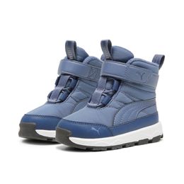 Puma Kinder Winterboots "EVOLVE BOOT AC+ INF", Gr. 22, blau, Textil, Schuhe, kn&ouml;chelhohe Form, elastische Schn&uuml;rsenkel, Klettverschluss