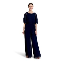 Vera Mont Damen Overall "Damen mit Bindeg&uuml;rtel", blau, Gr. 36, Chiffon, Obermaterial: 100% Polyester. Futter: 100% Polyester, Overalls, Design