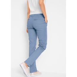 bonprix Damen Chinohose, blau, Gr. 36, Twill, Obermaterial: 98% Baumwolle, 2% Elasthan, Hosen, schmale Form, mit Bundfalten und praktischen Taschen
