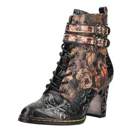 Laura Vita Damen High-Heel-Stiefelette "Laura Vita Stiefelette Leder/Textil", Gr. 37, bunt, Leder, Textil, Schuhe