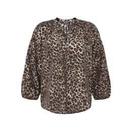 Zero Damen Schlupfbluse "Damen mit Leoprint"beige, schwarz, Gr. 34, bedruckt, Obermaterial: 11% Polyester, 89% Viskose, Blusen
