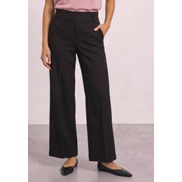Street One Damen Stoffhose, schwarz, Gr. 36, unifarben, Stoff, 61% Viskose, 32% Polyamid, 7% Elasthan, Hosen, mit Wide Legs