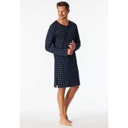 Schiesser Herren Nachthemd "Fine Interlock", Gr. 58804, nachtblau, Interlock, Obermaterial: 100% Baumwolle, Kleider, V-Ausschnitt und Brusttasche,