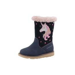 Tom Tailor Damen Winterstiefel "Blinkschuh", Gr. 25, blau, Lederimitat, Textil, Glitzer, Schuhe, Langschafttstiefel, Kinderstiefel mit blinkendem