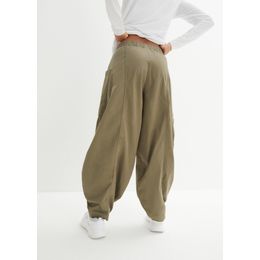 bonprix Damen Pumphoseoliv (l&auml;nge: regul&auml;r), Gr. 54, Obermaterial: 98% Baumwolle, 2% Elasthan, Hosen, extra weiter Schnitt, bequemer Bund, lockere
