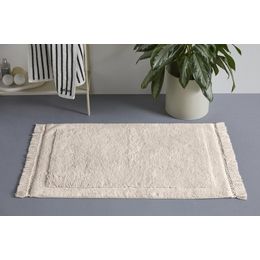 Badematte, H:20mm, beige, LeGer Home by Lena Gercke, Baumwolle, Badematten, "Tamsin, Badvorleger, Badezimmer Teppich", mit Fransen, Badteppich,