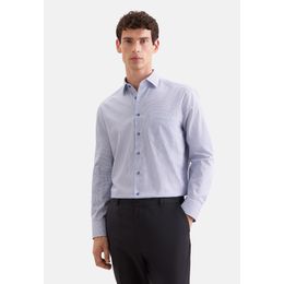 Seidensticker Herren Businesshemd "Schwarze Rose", blau, Gr. 43, bedruckt, 100% Baumwolle, Hemden, Comfort 1/1 Kentkragen Druck
